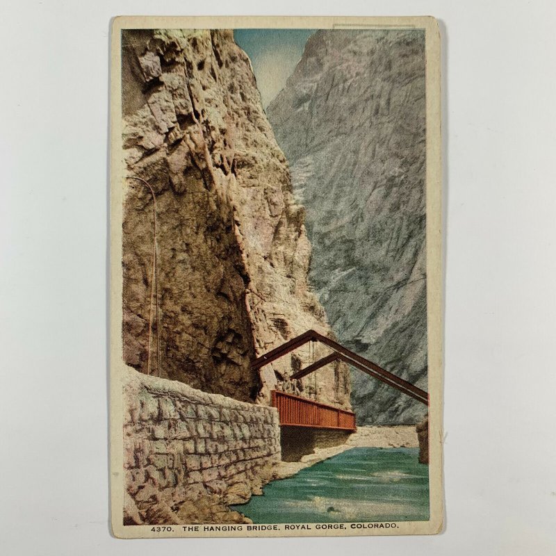 Postcard Colorado Royal Gorge CO Hanging Bridge Railroad Train 1930s ...