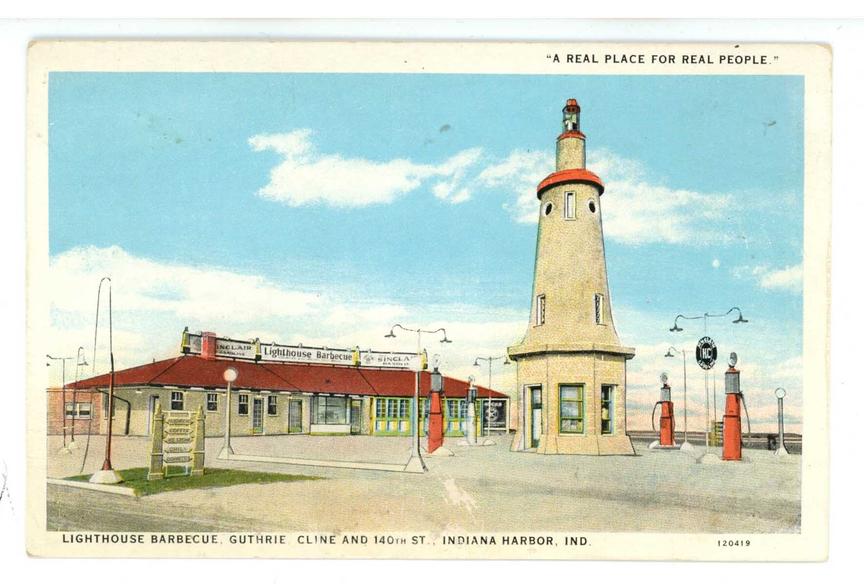 IN - Indiana Harbor. Lighthouse Barbeque & Sinclair Gas Station ca 1920 ...