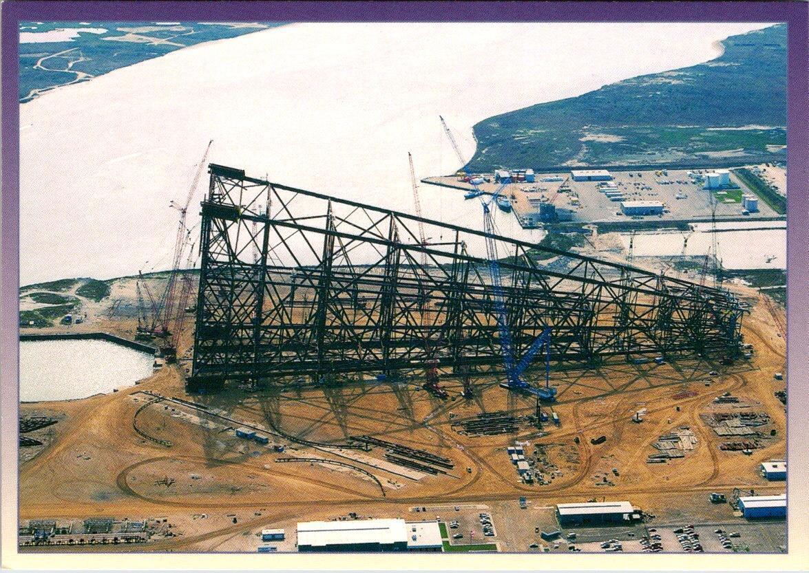 Port Aransas, TX Texas WORLD'S LARGEST OIL RIG CONSTRUCTION Aerial 4X6 ...