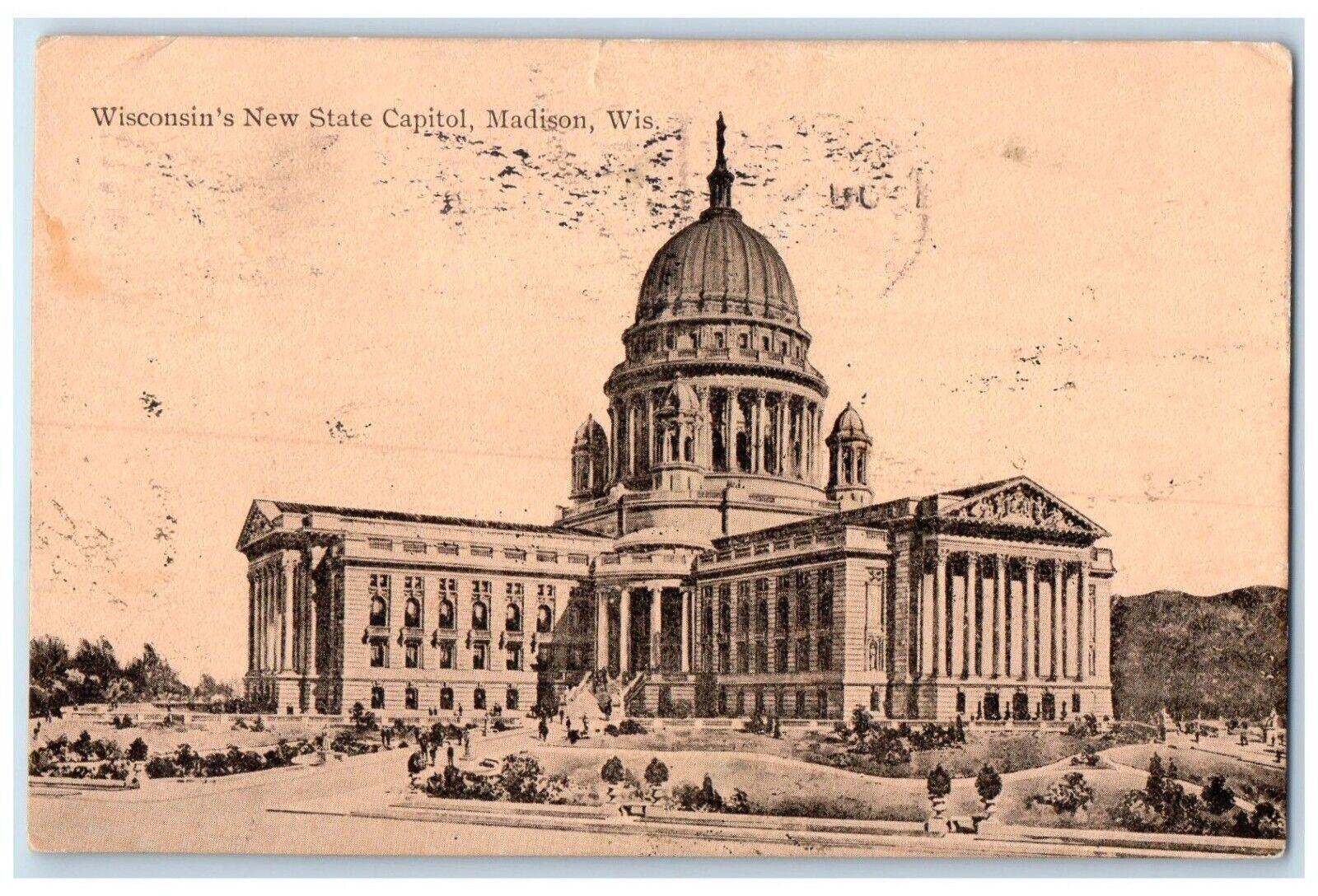 1909 Wisconsin's New State Capitol Exterior Building Madison Wisconsin ...