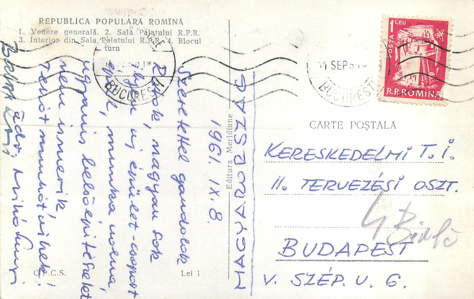 Romania carte postala colaj diverse aspecte cu Piata Palatului R.P.R ...