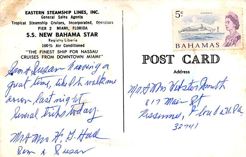 S.S. New Bahama Star Nassau in the Bahamas Postal used unknown | Topics ...