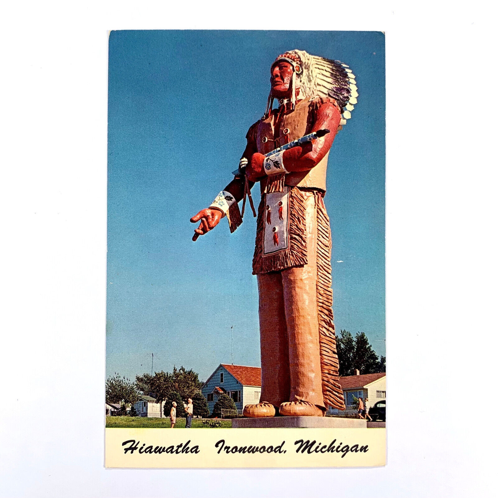 Postcard Michigan Ironwood MI Hiawatha Tallest Statue 1960s Unposted ...
