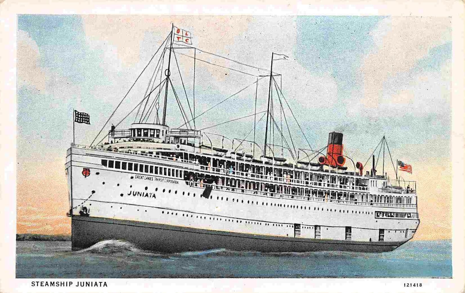 Steamer Juniata Boat Ship Great Lakes 1930s postcard | Topics ...