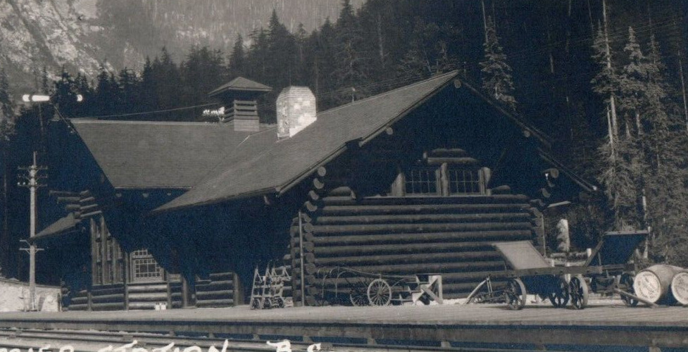 C.1920s RPPC Canadian Pacific Glacier Station Train Depot Byron Harmon ...