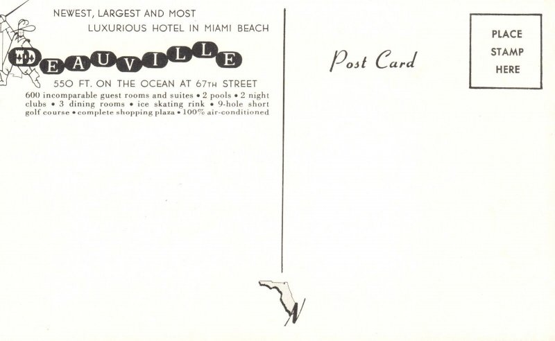 Vintage Postcard Newest Largest & Most Luxurious Hotel Miami Beach ...