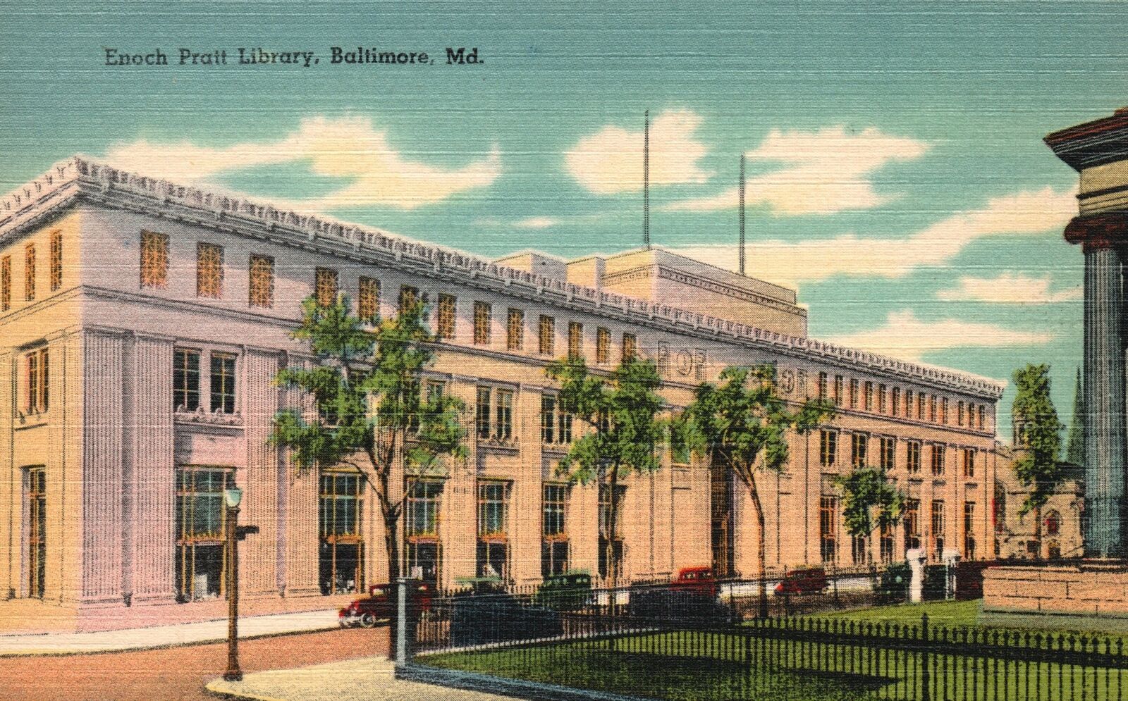 Vintage Postcard 1930's View of Enoch Pratt Library Baltimore Maryland ...