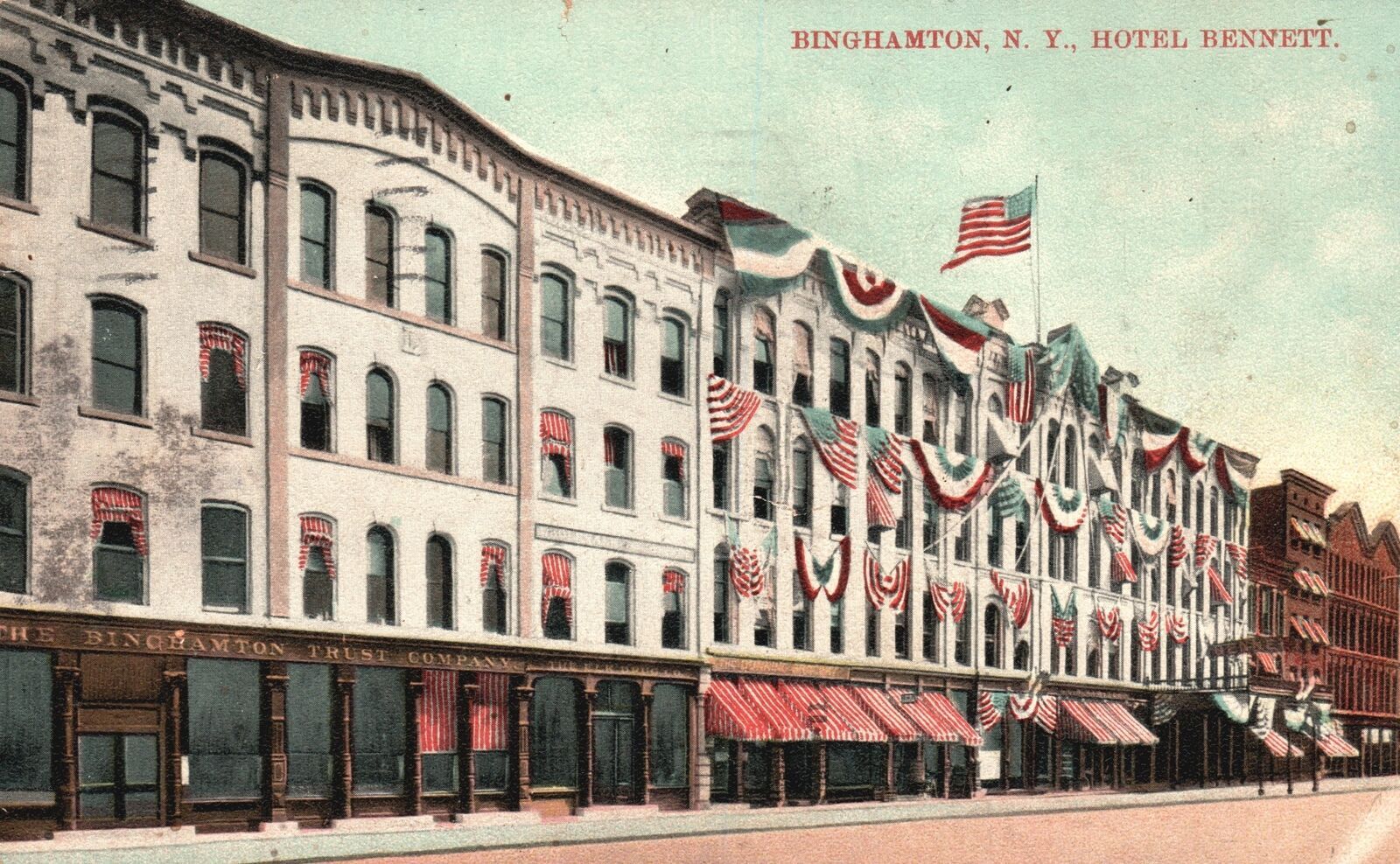 Vintage Postcard 1910's Front View Of Hotel Bennett Binghamton New York ...