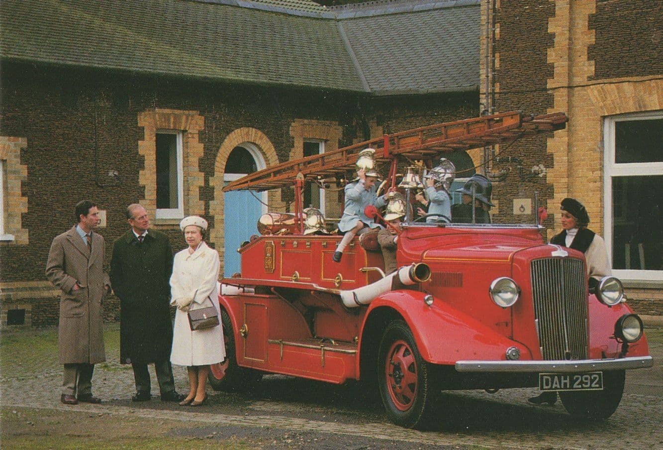 Queen Elizabeth II Royal Family With Merryweather Fire Engine Postcard ...