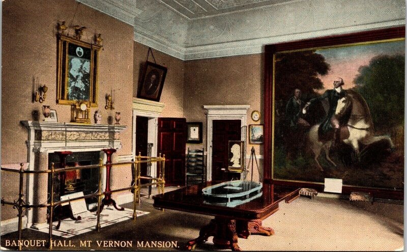 Banquet Hall Mt Vernon Mansion Painting Fireplace Washington UNP ...