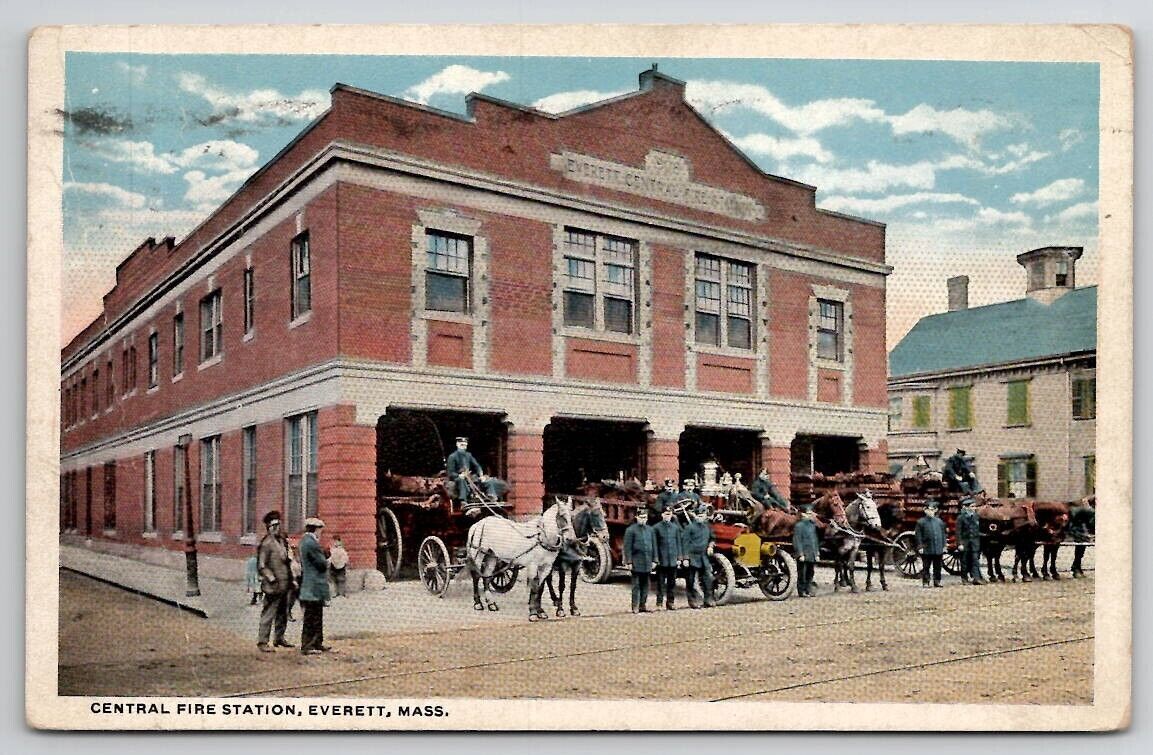 Central Fire Station Everett MA Massachusetts Postcard W24 | United ...