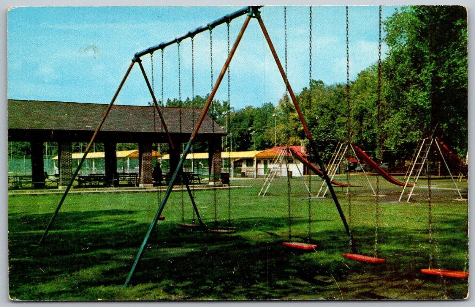 Springfield Ohio 1960s Postcard Snyder Park Playground Area Swingsets ...