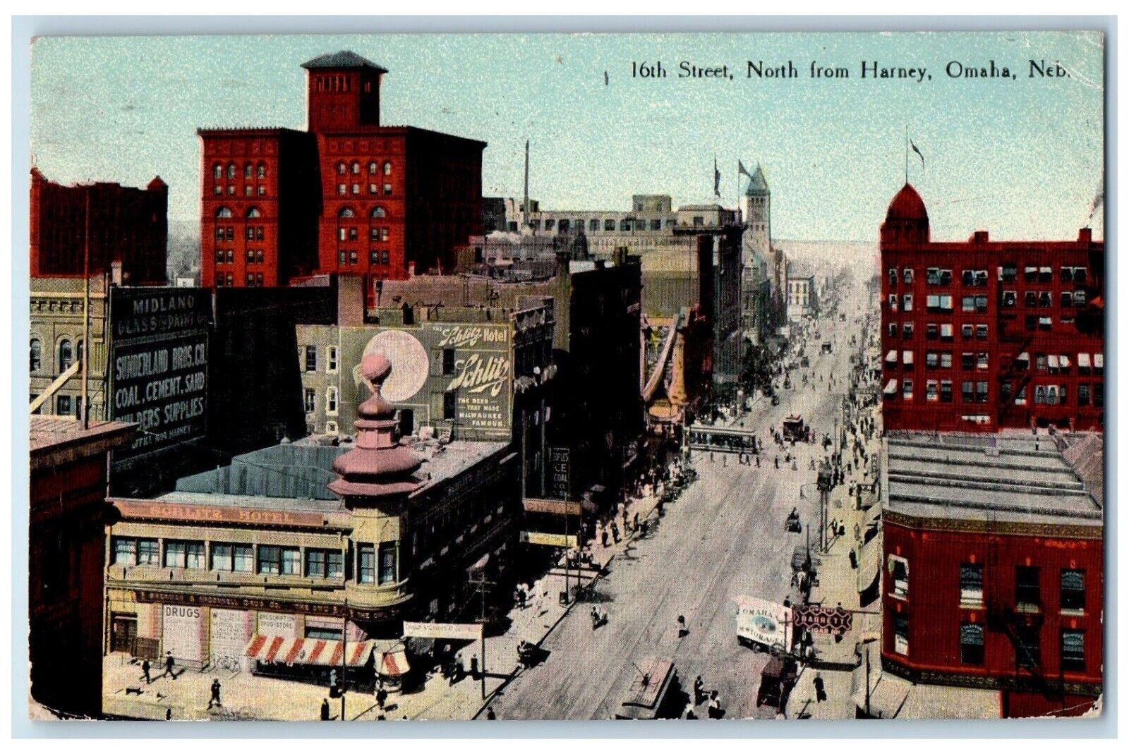 1910 Birds Eye View 16th Street North From Harney Omaha Nebraska Posted ...