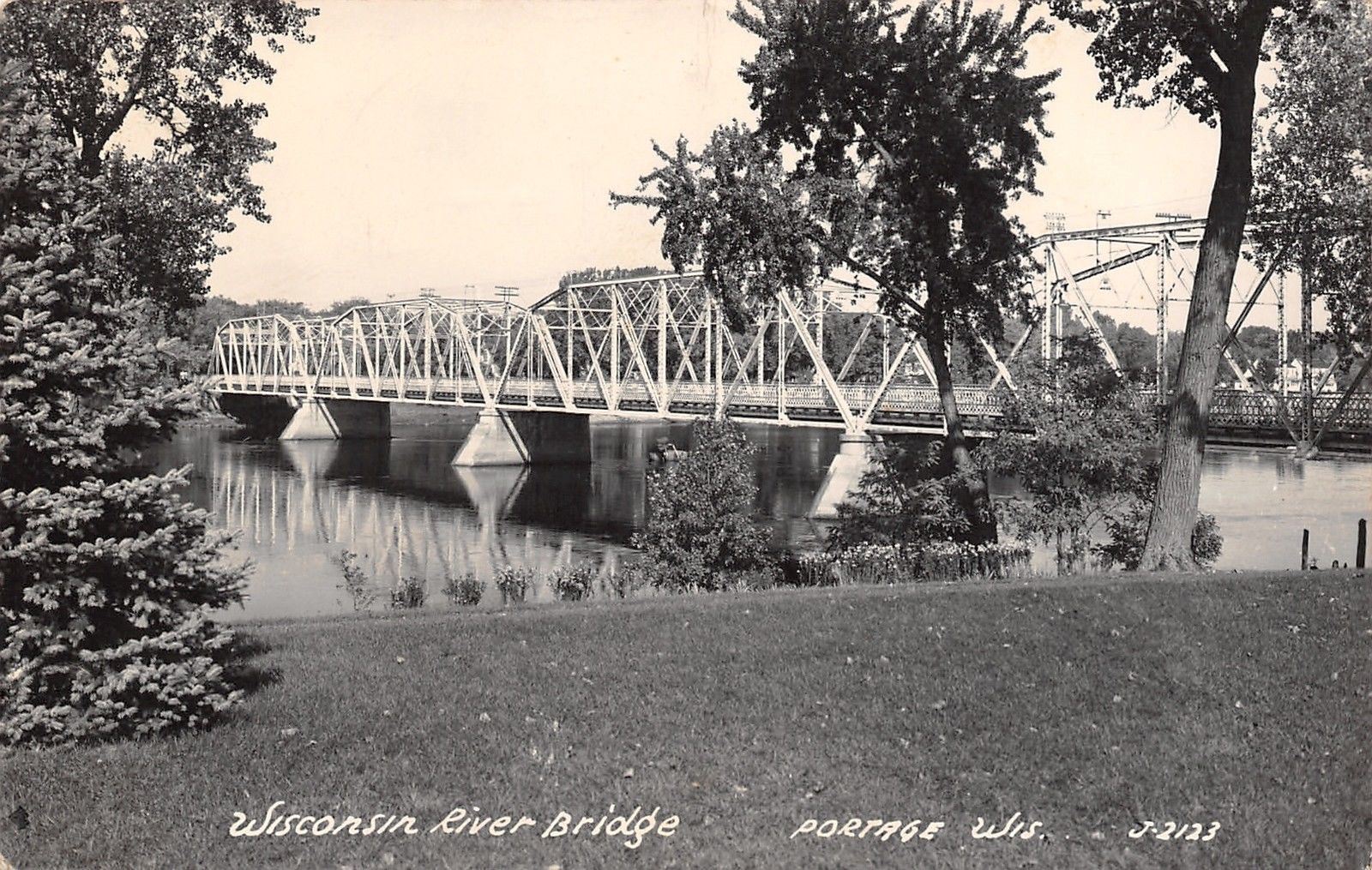 Portage WI~Wisconsin River Bridge~Steel Thru Truss~1940s Real Photo ...