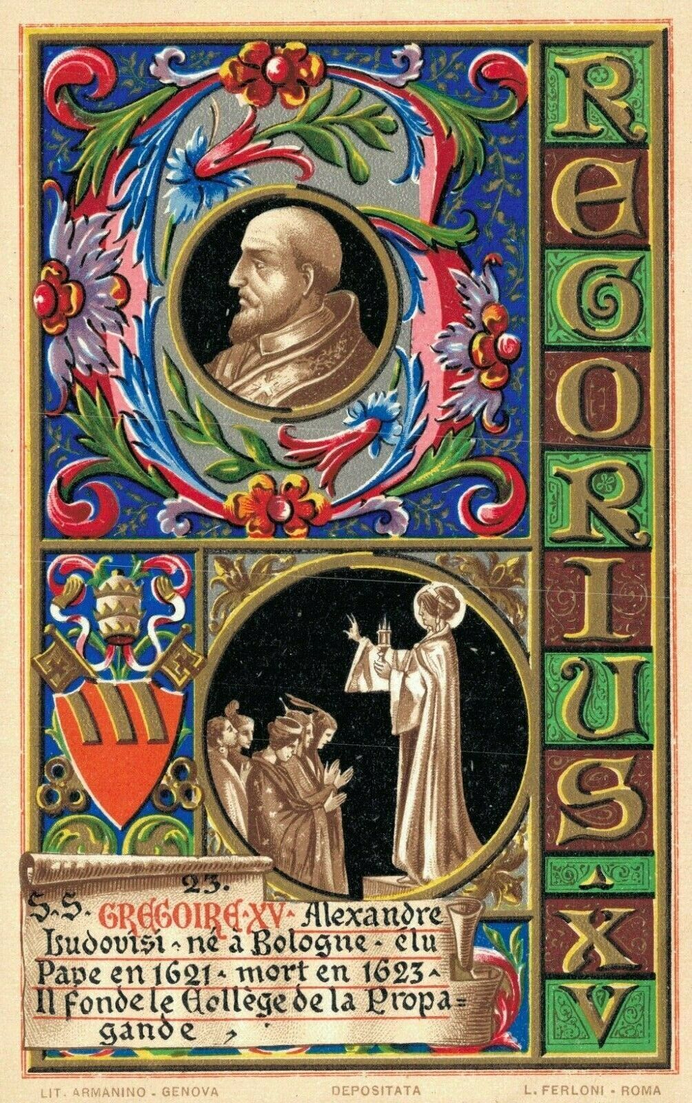 Religion The Vatican City Art Postcard Pope Gregoire XV (Gregory) 06.20 ...