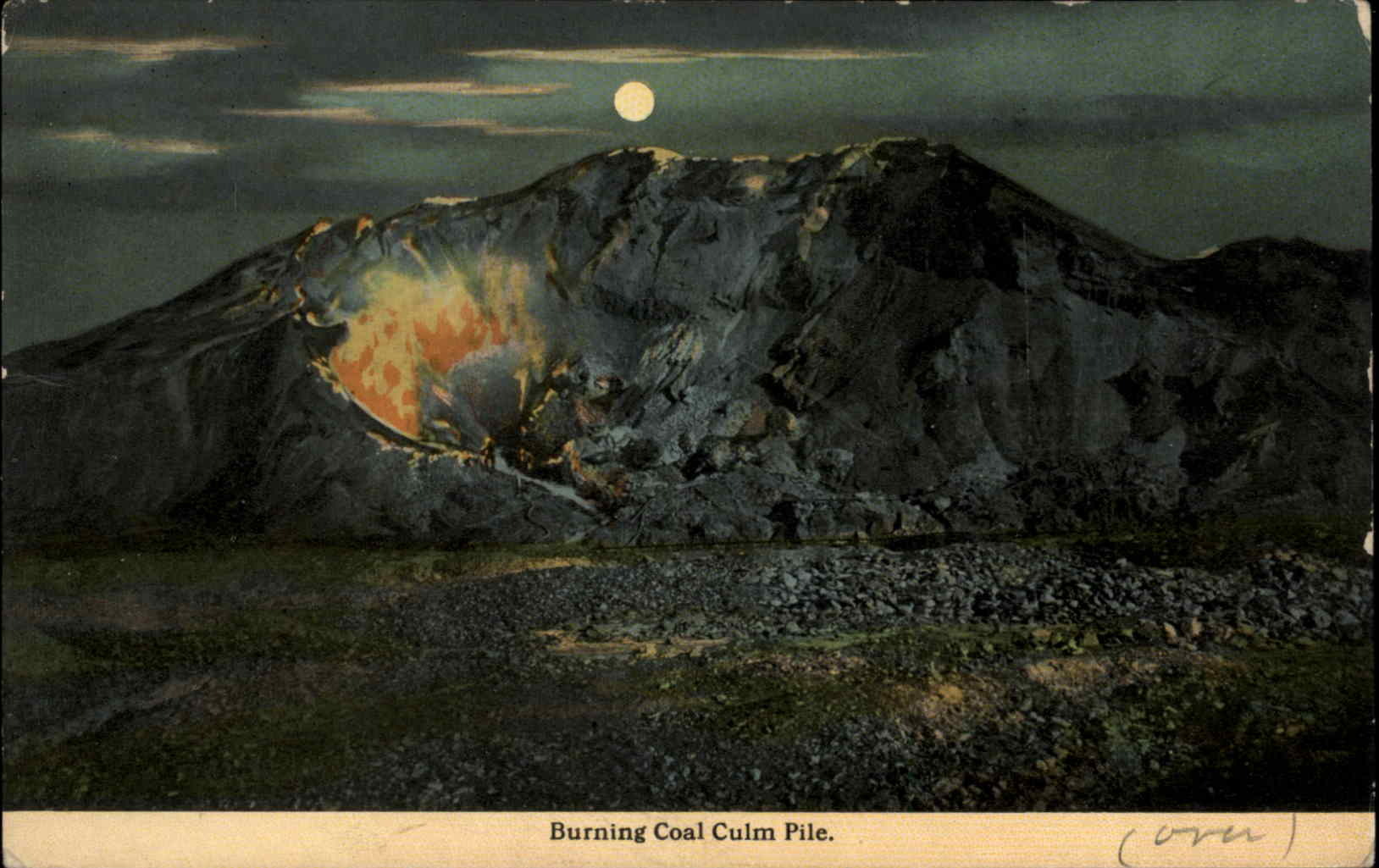 PA Pennsylvania Coal Mine Burning Culm Pile c1900-20s Vintage Postcard ...