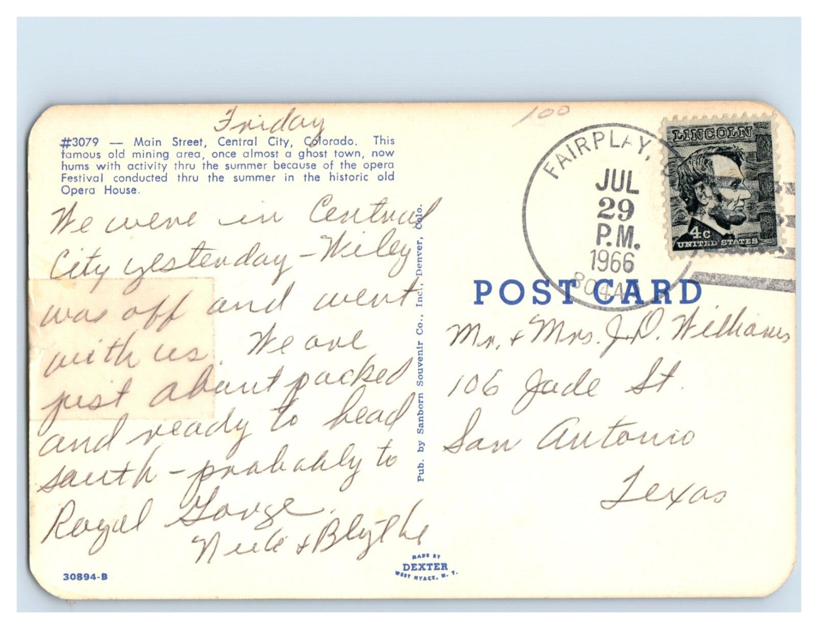 Vintage Main Street Central City Colorado Earl's Toll Gate Bar Postcard ...