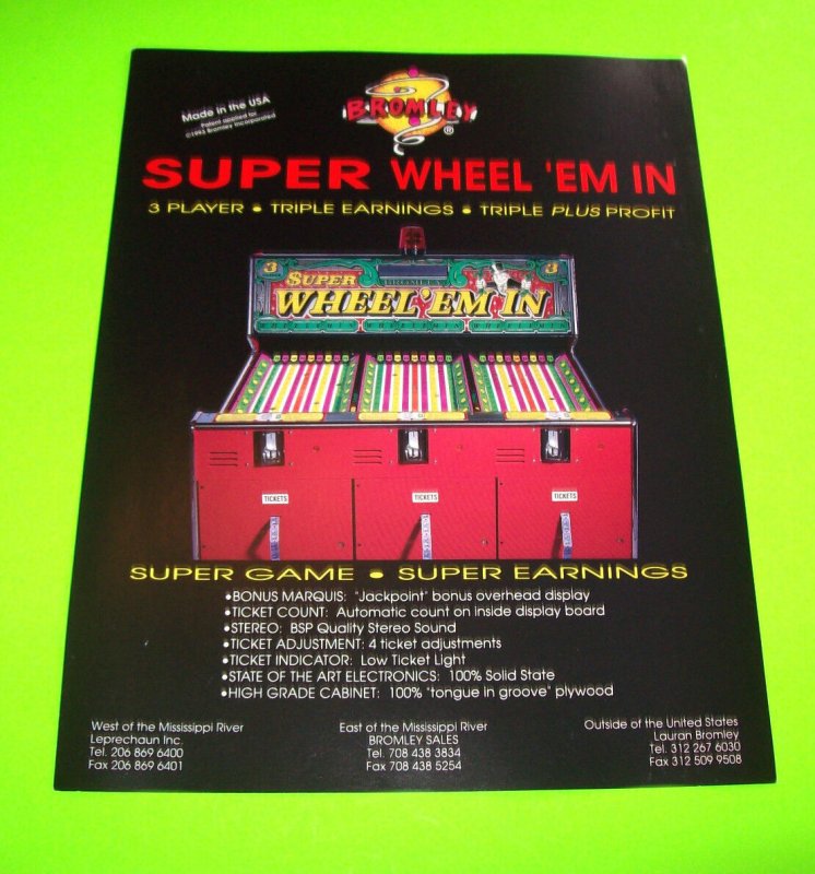 Super Wheel EM in Original NOS Redemption Arcade Game Machine Flyer ...