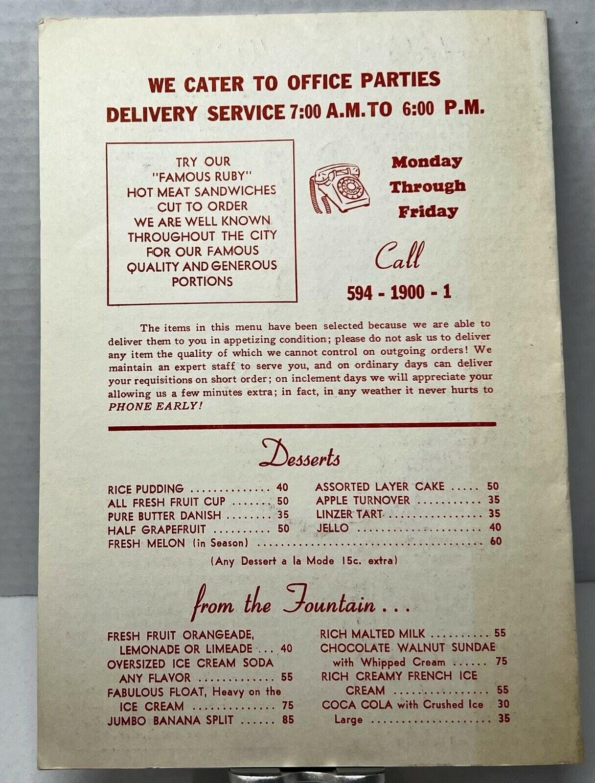 Vintage 1960s Ruby's Restaurant Menu New York NYC 1234 Broadway ...