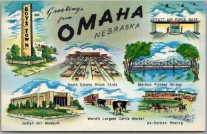 Paper Greetings from Omaha Linen Postcard Large Letter 1941 Nebraska ...