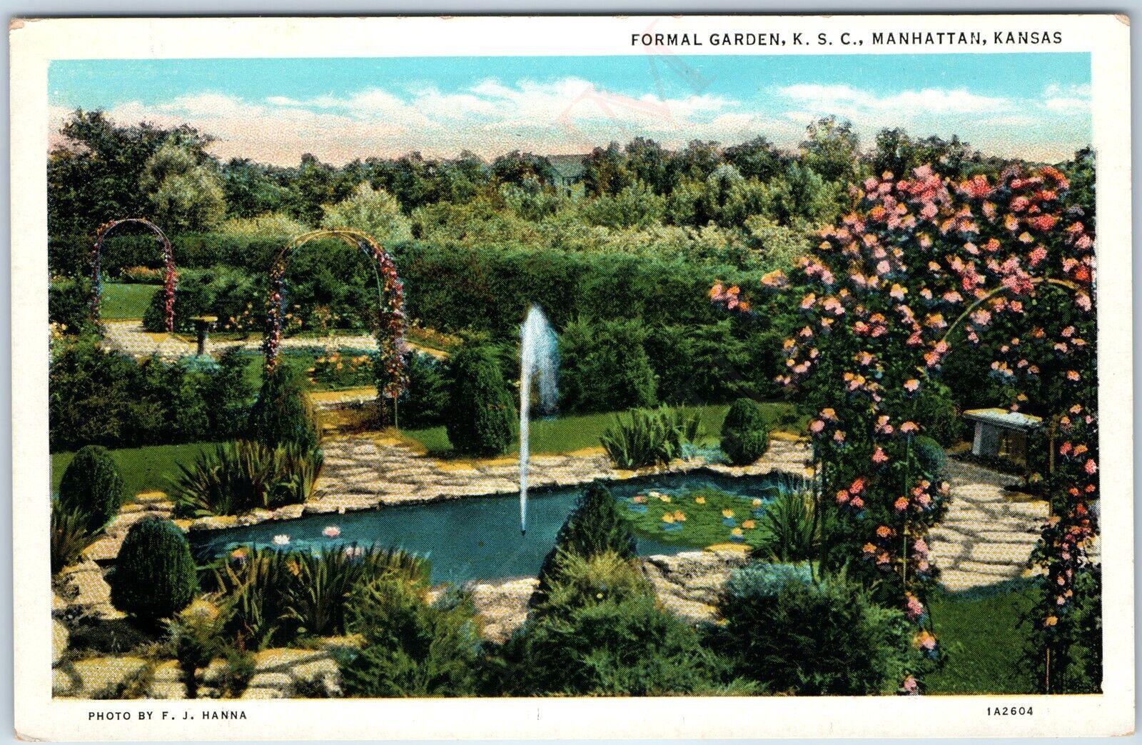 1931 Manhattan, KS Kansas State College Formal Garden KSC School Teich ...