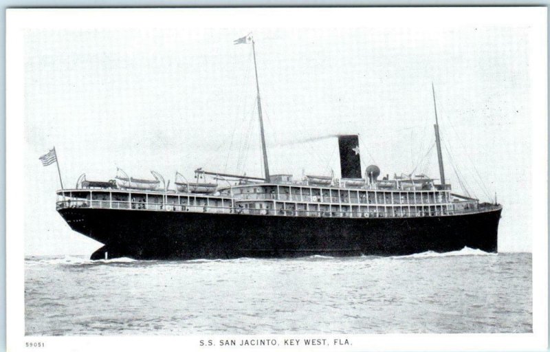KEY WEST, Florida FL Ship S.S. SAN JACINTO ca 1920s-30s Postcard ...