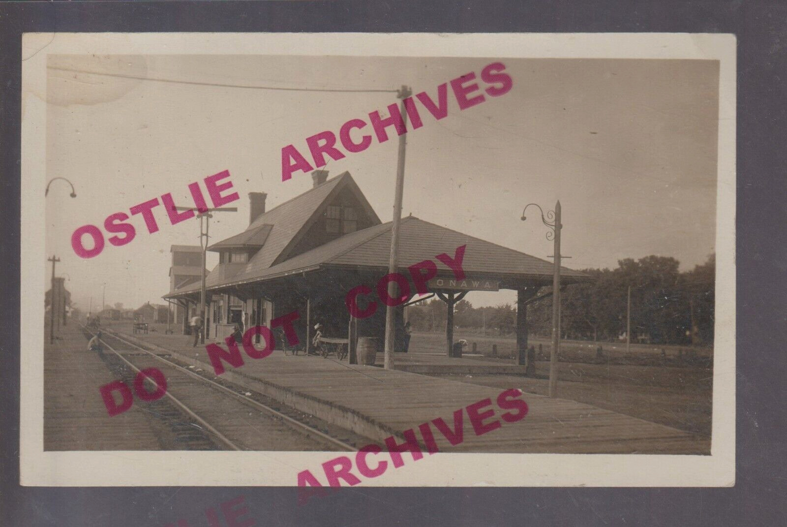 Onawa IOWA RPPC c1910 DEPOT Train Station RAILROAD nr Sioux City ...