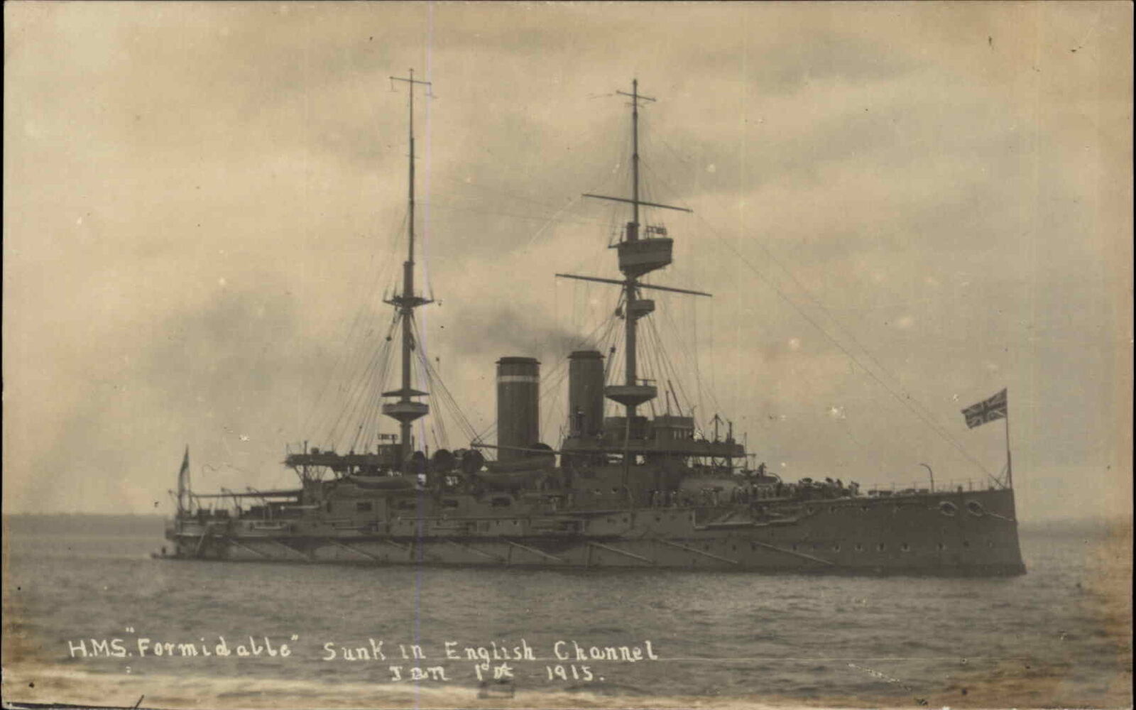WWI British Navy Battleship RPPC HMS "Formidable" Ship J Welch & Sons ...