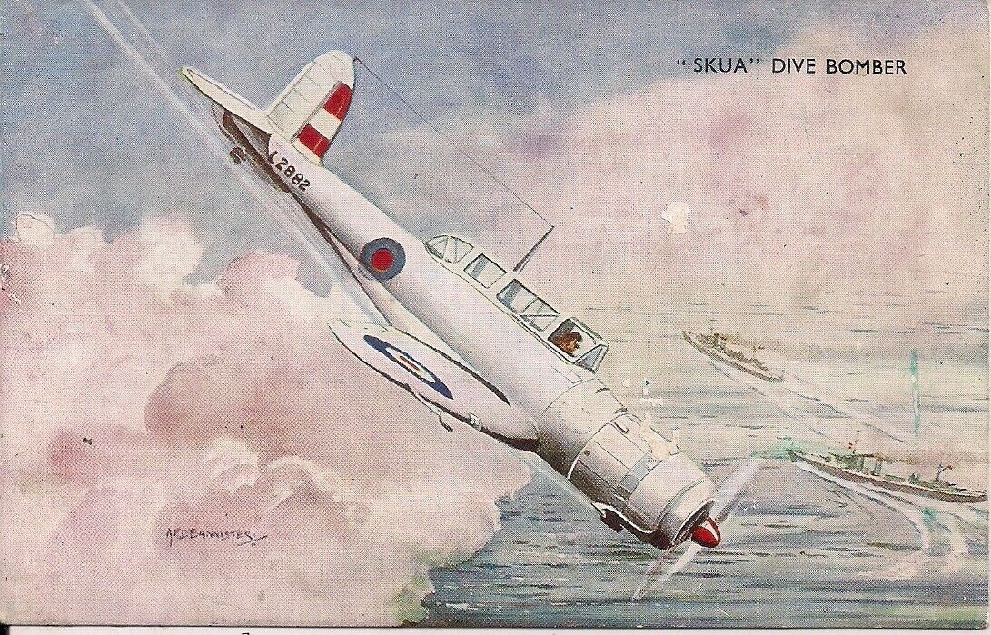 WWII British Airplane Skua Dive Bomber, Ships Navy, Artist Bannister ...