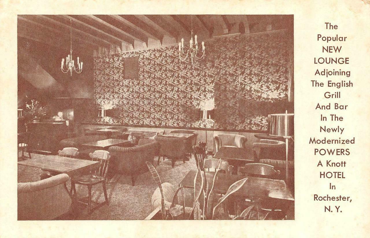 ROCHESTER, New York NY POWERS HOTEL Lobby & Lounge *TWO* Postcards ...