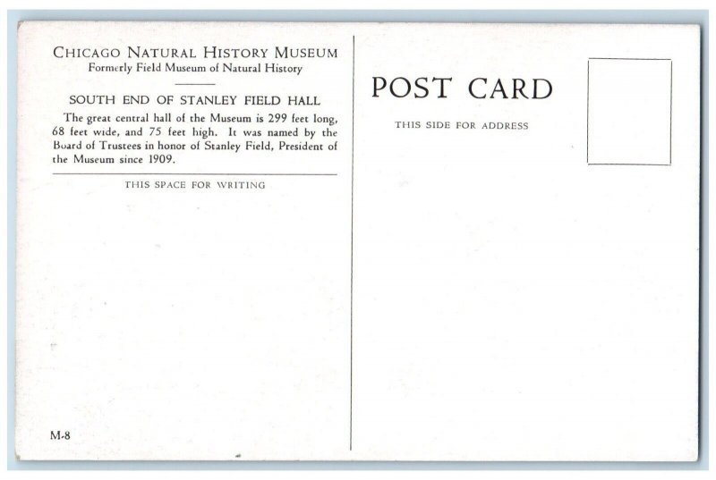 Chicago IL Postcard Chicago National History Museum South End Stanley ...