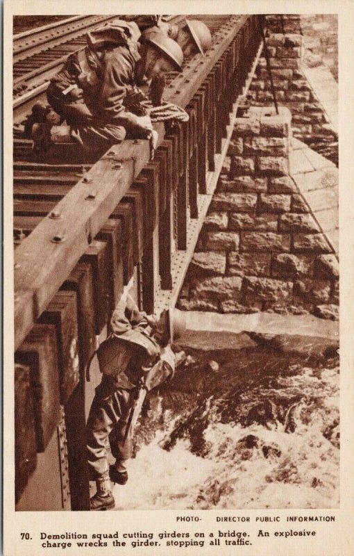 Military Soldiers Demolition Squad Cutting Girders on Bridge WW2 ...