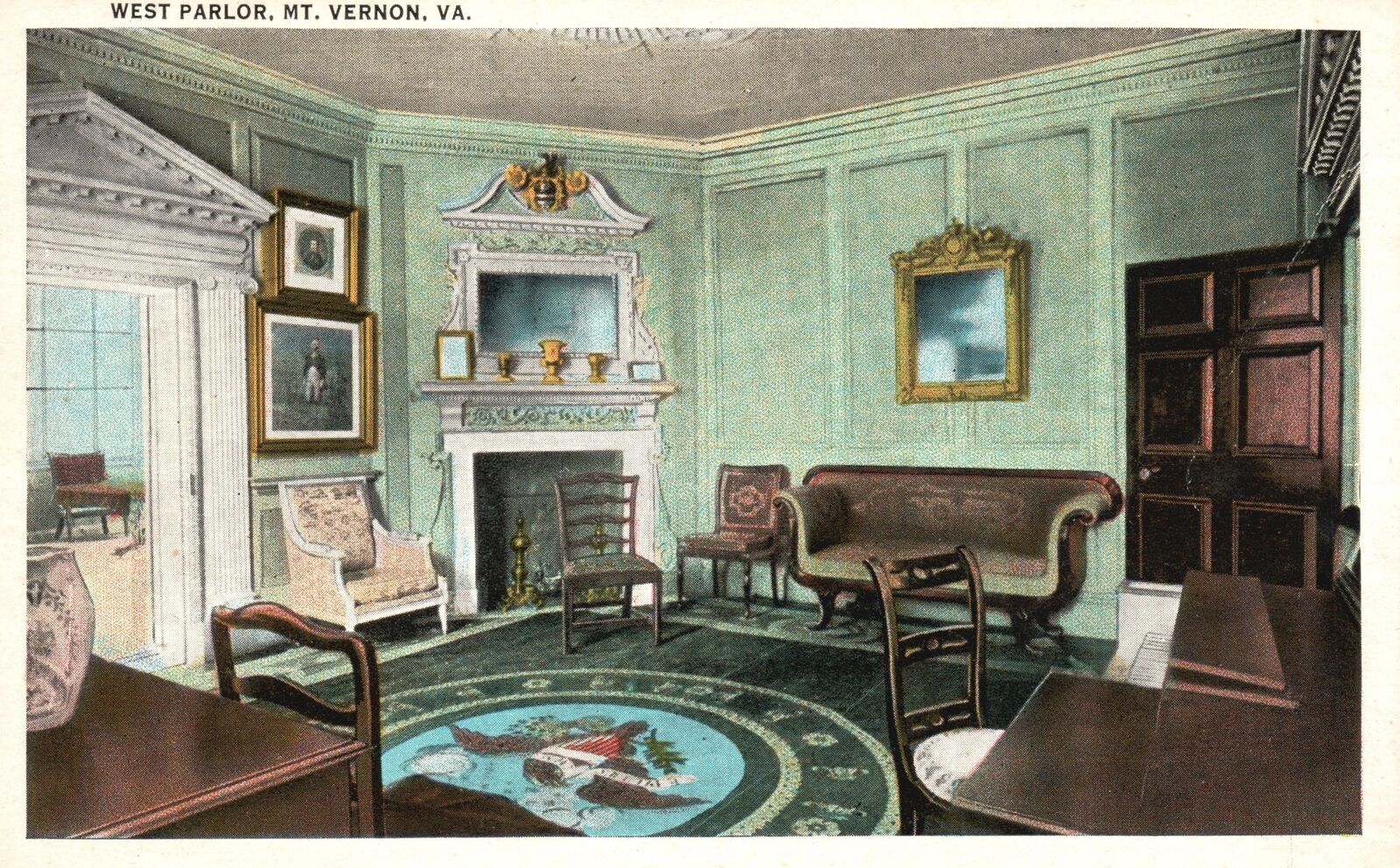 Vintage Postcard West Parlor Original Furnitures Mt. Vernon Virginia ...