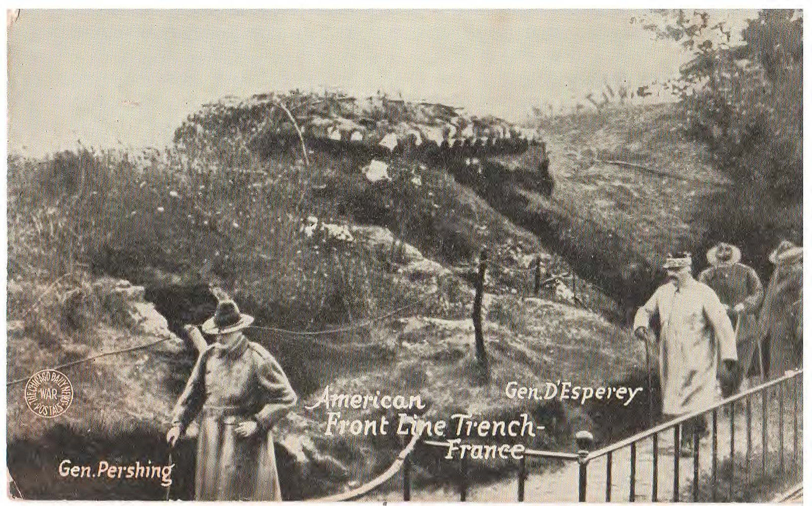 Chicago Daily News WAR Postals General Pershing Inspects Trenches Rppc ...