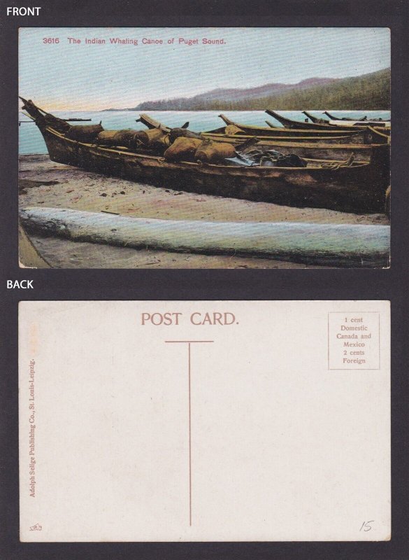 Postcard, United States, Native American The Indian Whaling Canoe of ...