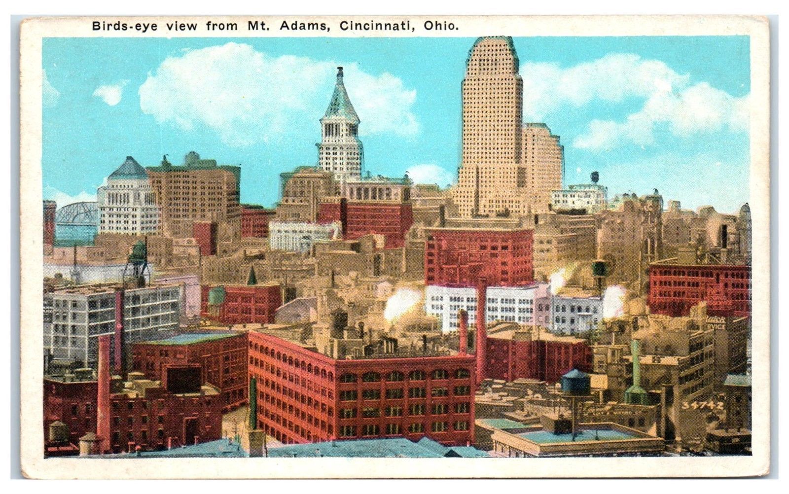 Early 1900s Aerial View from Mt. Adams, Cincinnati, OH Postcard ...