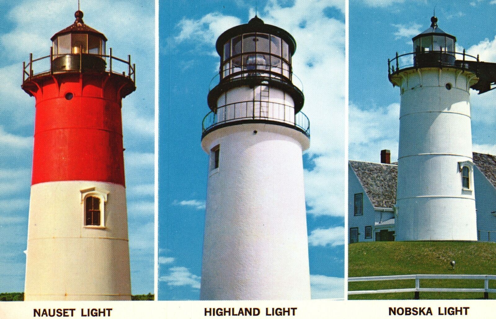 Vintage Postcard Old Lighthouses Cape Cod Nauset Light At Eastham ...