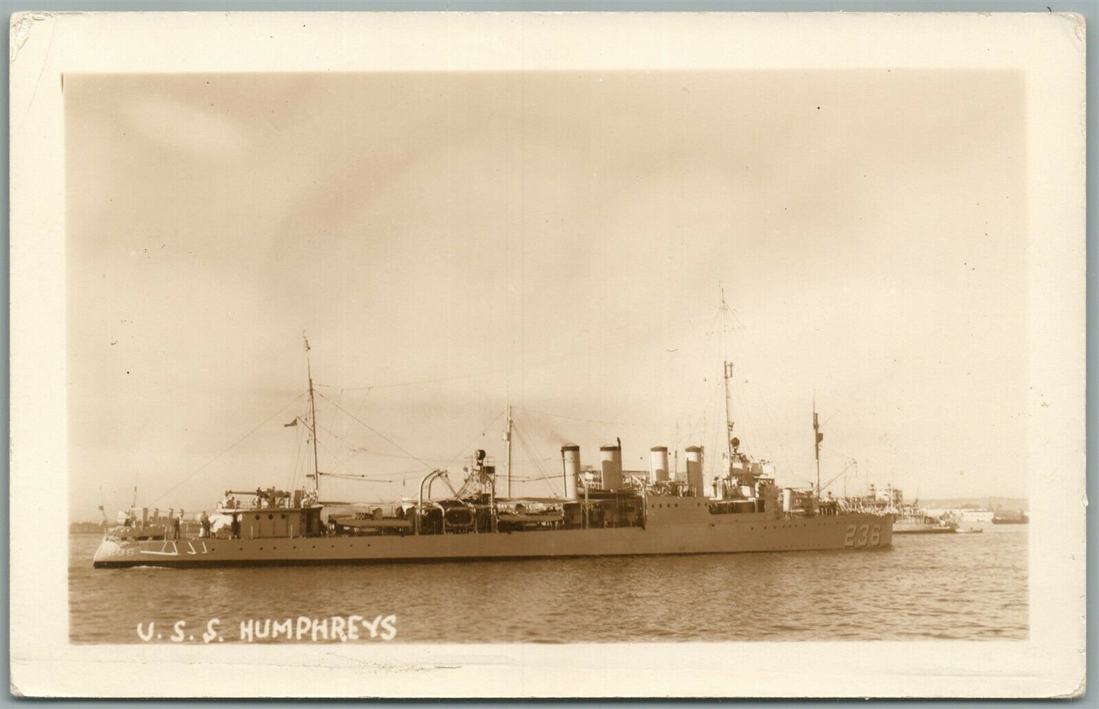 Military Ship U.SS. Humphreys Antique Real Photo Postcard Rppc | Other ...