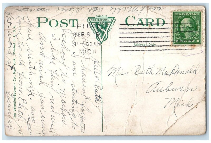 1915 The Dort School Building Clock Tower Flint Michigan MI Antique ...