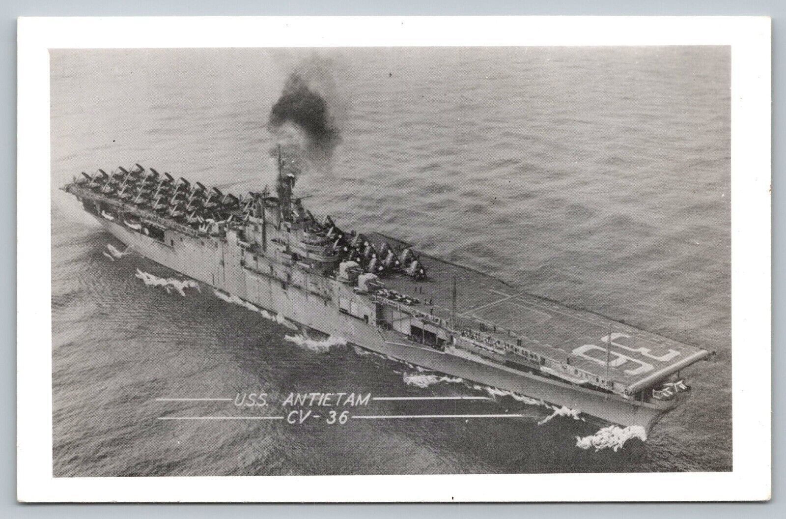 Postcard USS Antietam CV-36 Navy Aircraft Carrier Naval Ship Military ...