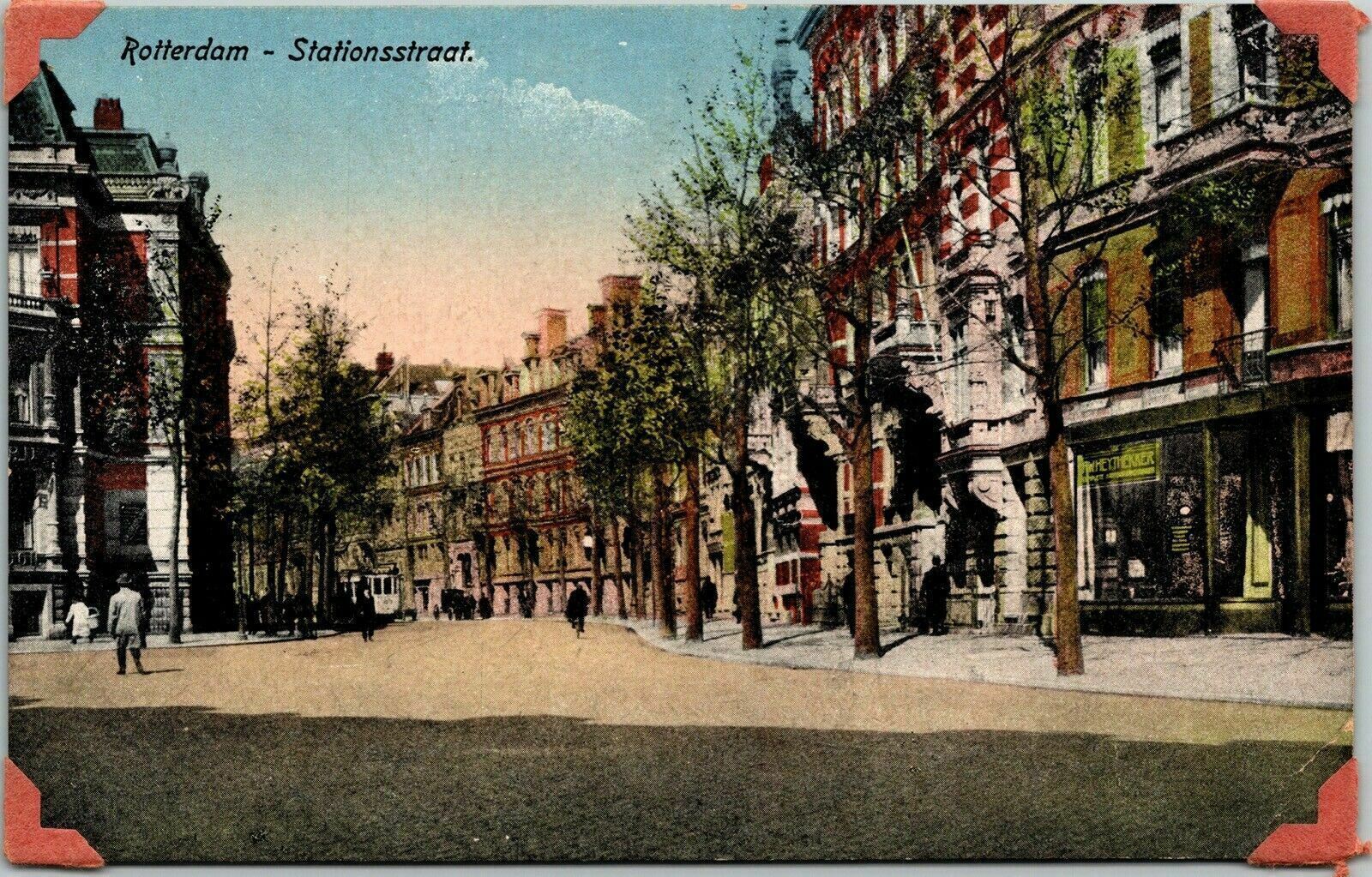 Rotterdam Stationsstraat Street View Sunset Antique Postcard DB UNP ...