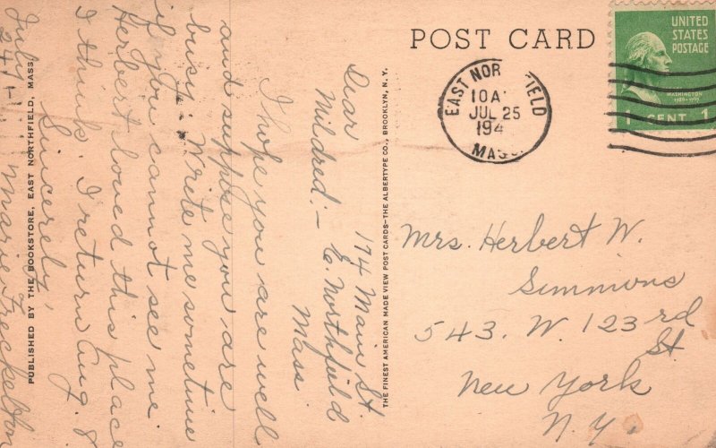 Vintage Postcard 1940's The Memorial Trees Northfield Girls School ...