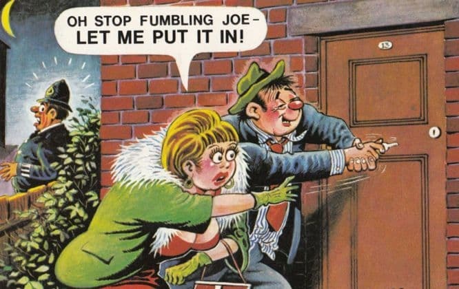 Man Cant Put It In With Sexy Girl Key Through Door Keyhole Comic Humour ...