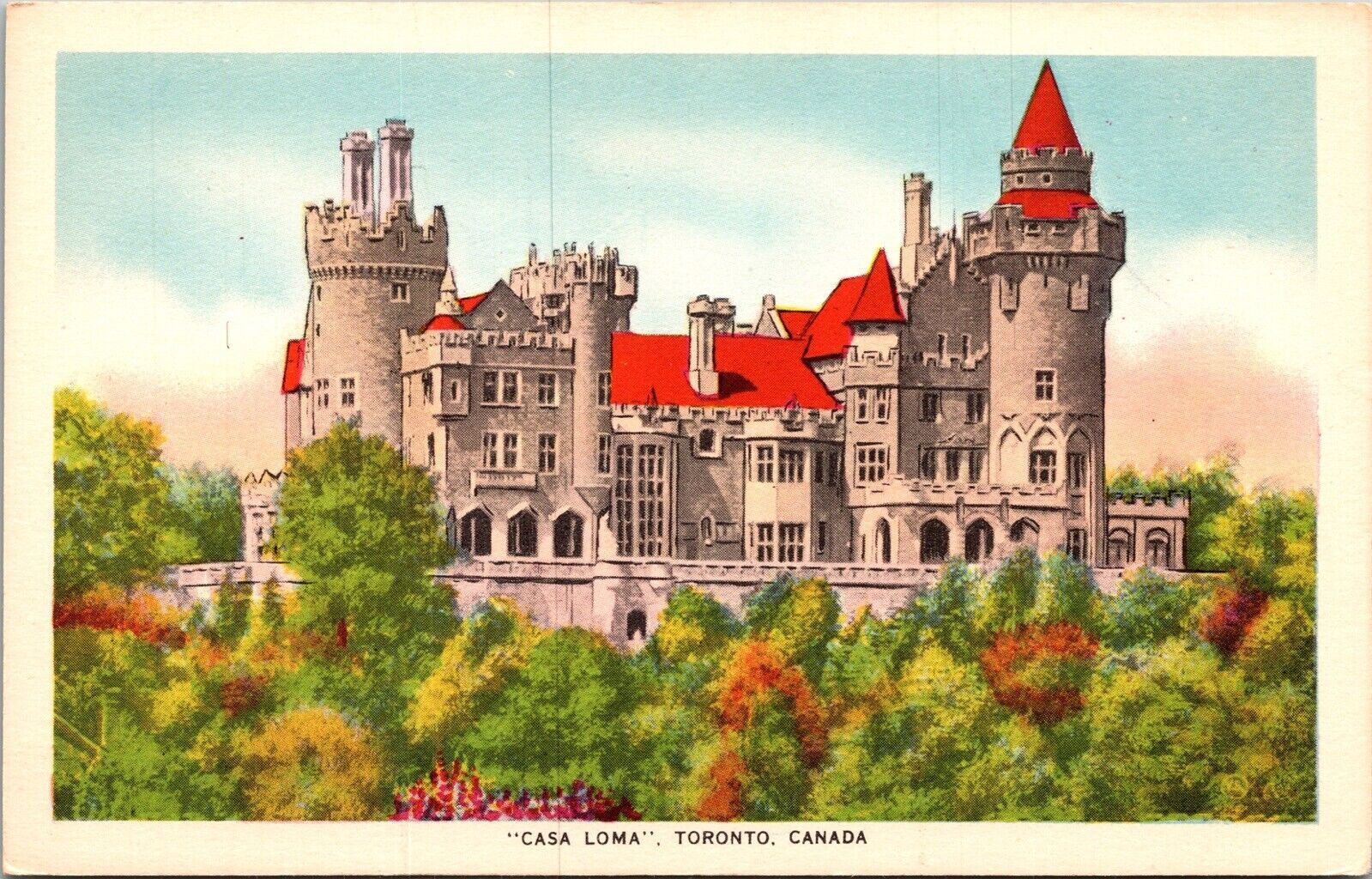 Casa Loma Castle Scenic Trees Drawing Toronto Canada UNP Vintage ...