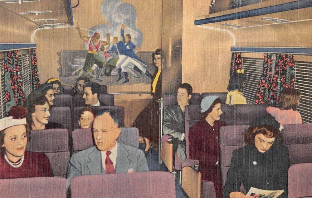 Wabash Ferrocarril Blue Bird Streamliner tren entrenador Interior ...