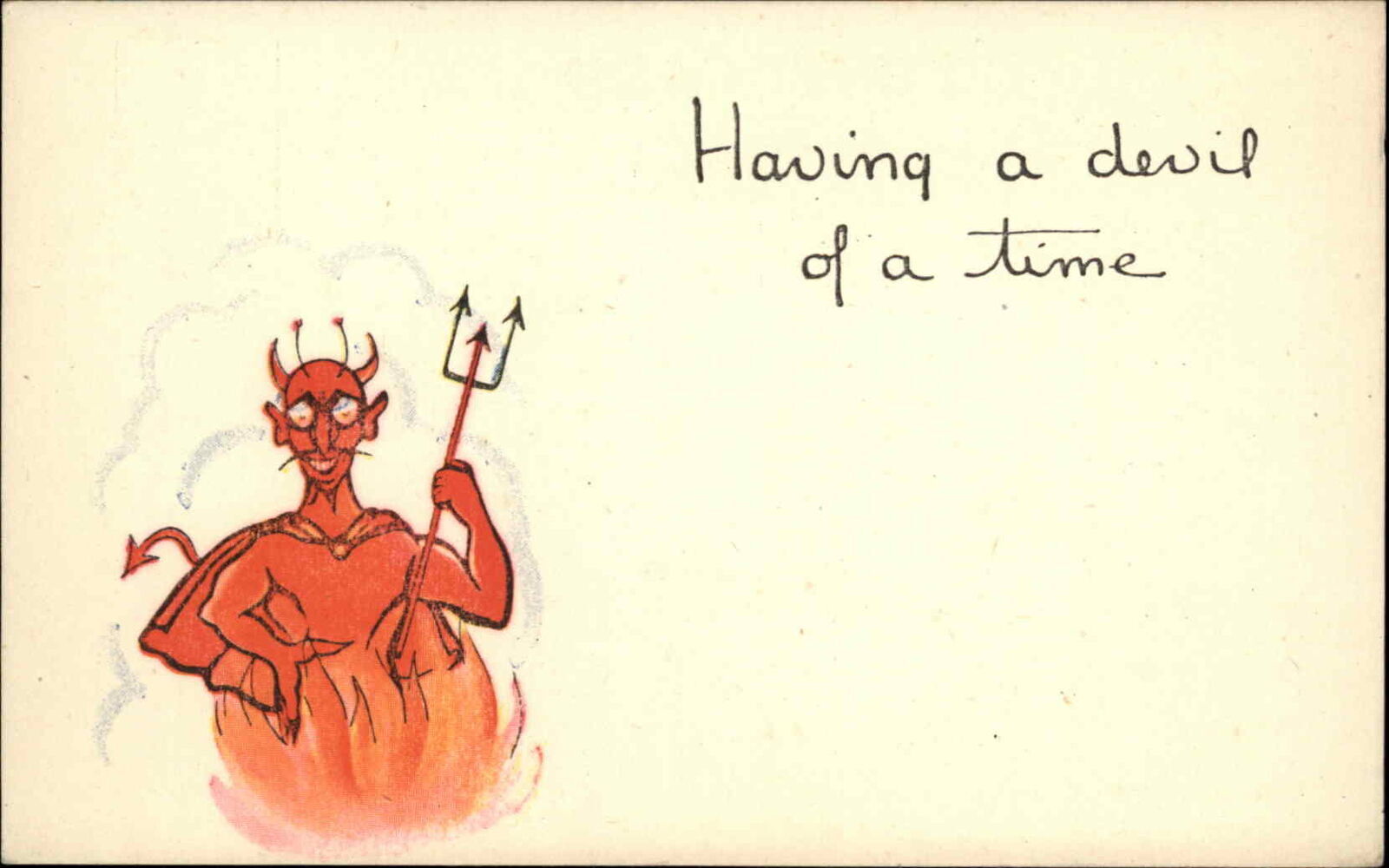 Vintage Postcard "Devil of a Time" DEVIL SATAN WORDPLAY PUN | Other ...