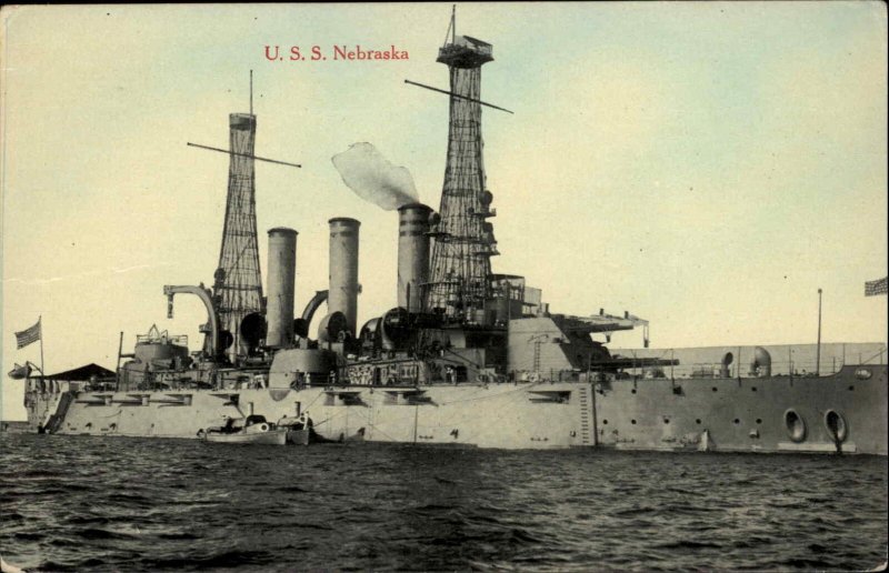 BATTLESHIP USS Nebraska c1910 Postcard | Topics - Transportation ...