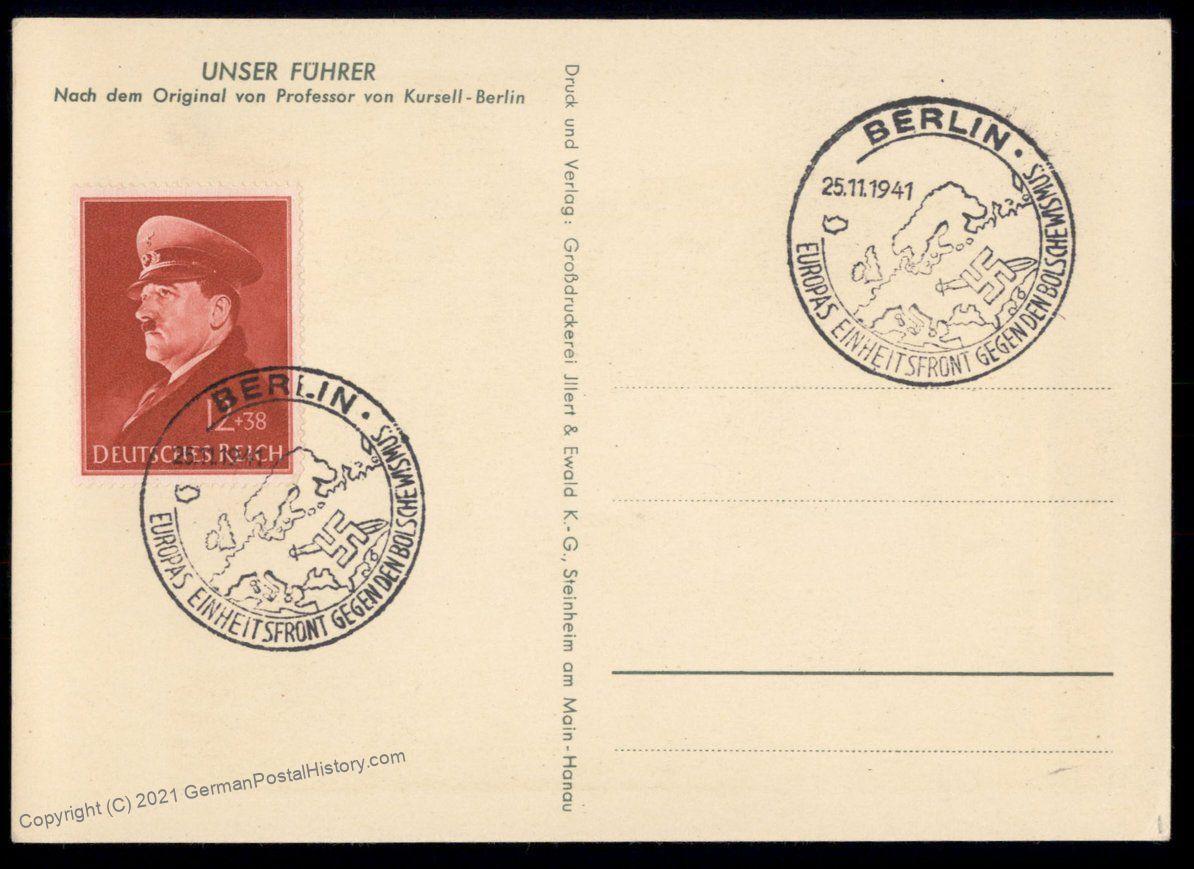 3rd Reich Germany 1941 Adolf Hitler Portrait Postcard USED 100383 ...