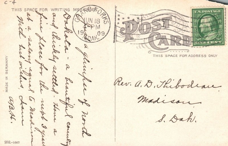 Vintage Postcard 1909 Post Office Methodist Church Grand Forks North