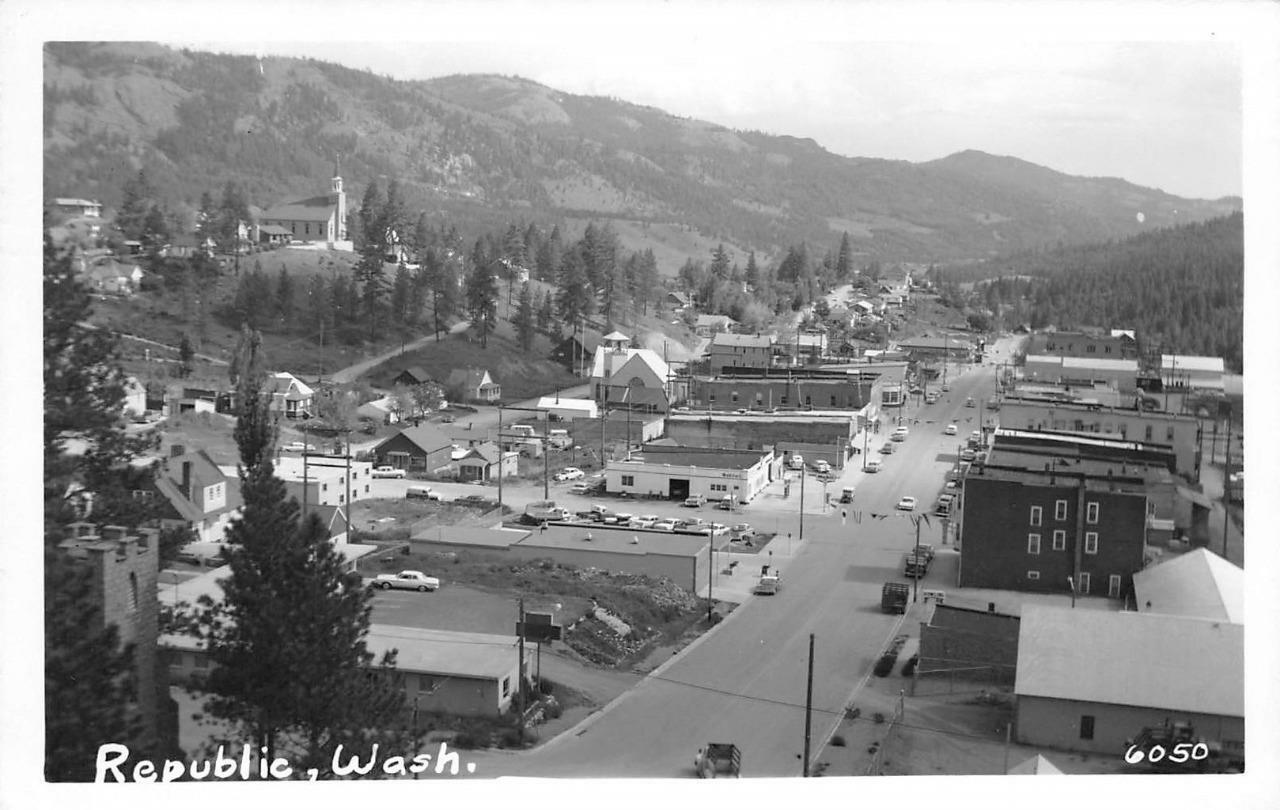 RPPC REPUBLIC, WA Bird's-Eye View Street Scene PM 1971 Vintage Postcard ...